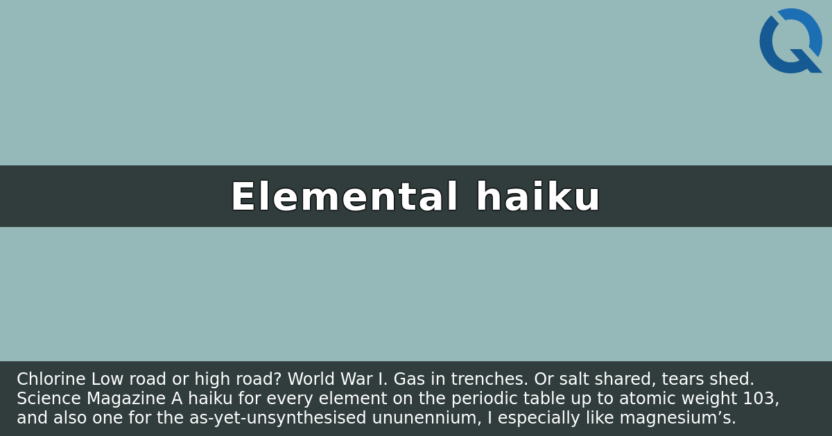 Elemental haiku – Dan Q