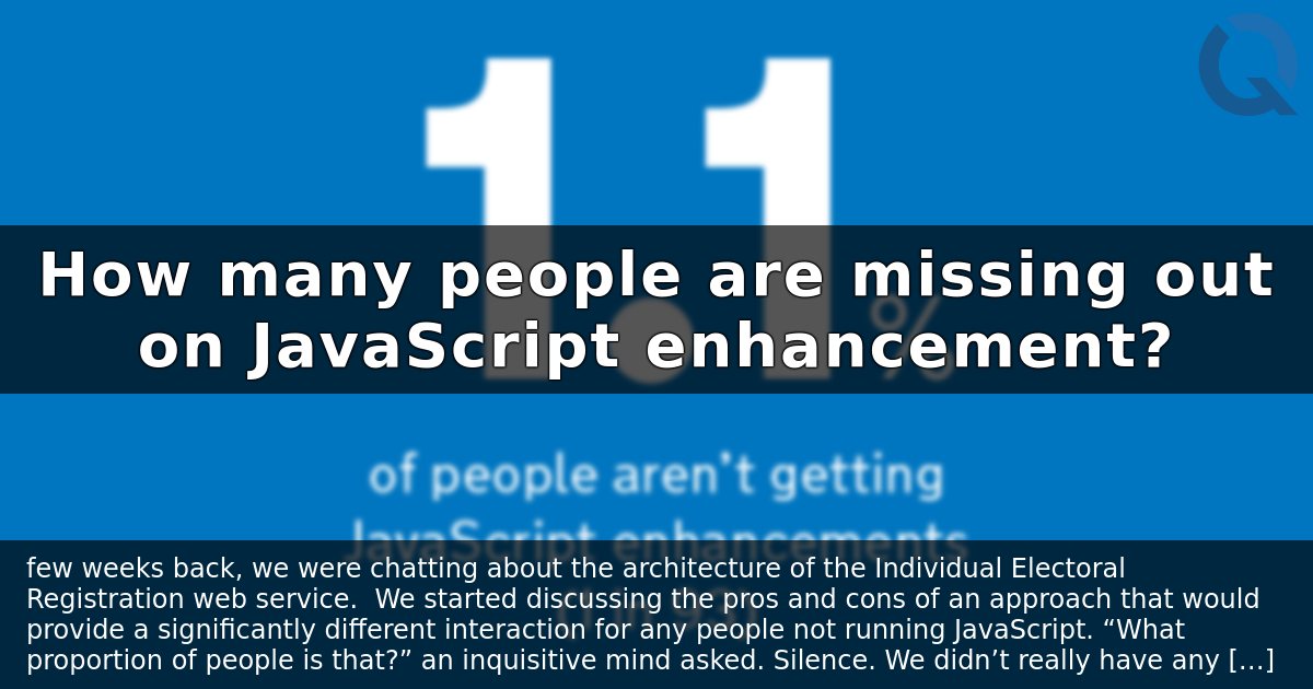 How many people are missing out on JavaScript enhancement? – Dan Q