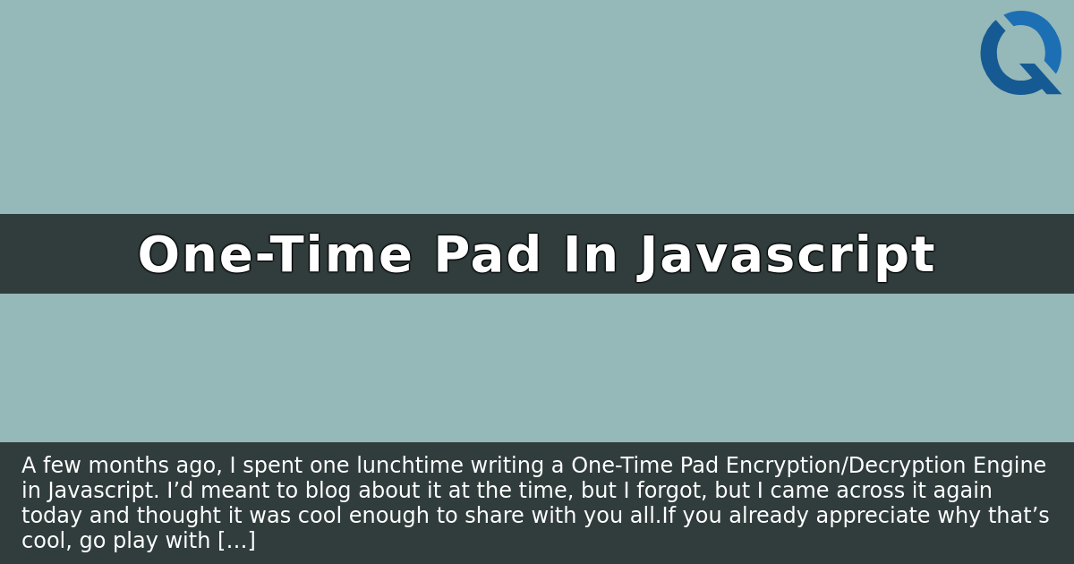 One-Time Pad In Javascript – Dan Q