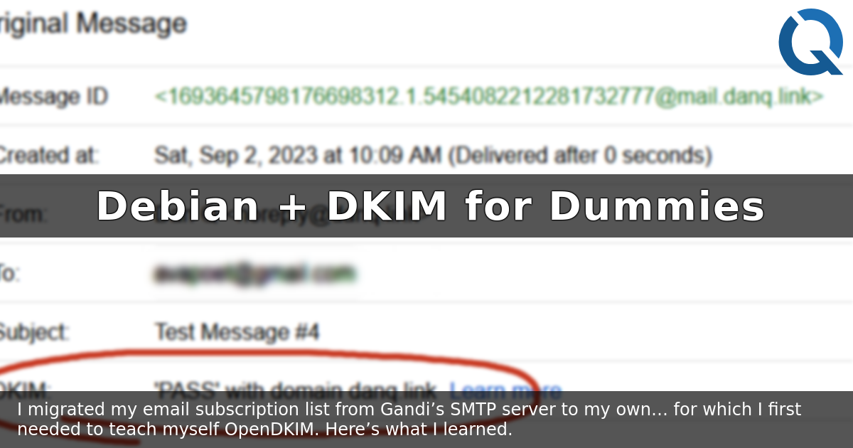 Debian + DKIM for Dummies – Dan Q