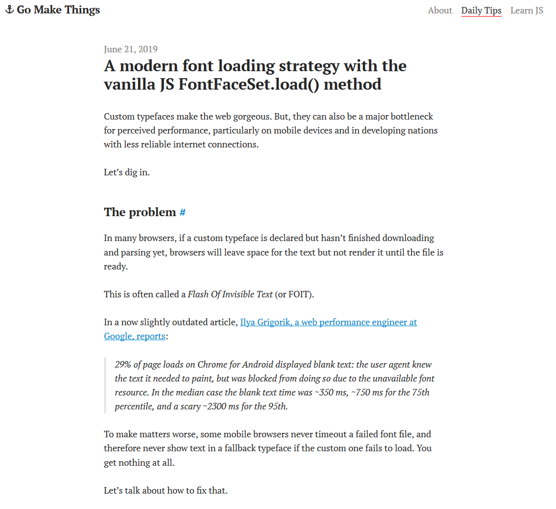 Reply to: A modern font loading strategy with the vanilla JS FontFaceSet.load() method – Dan Q