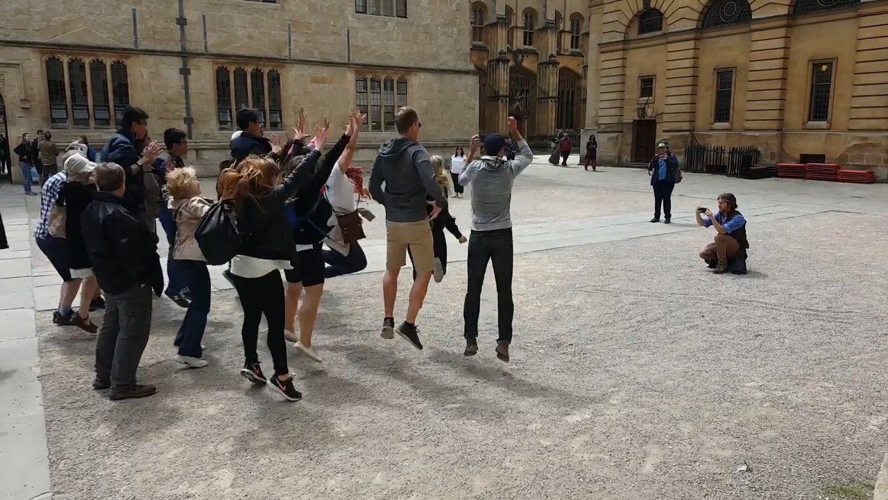 “Jump Man” from Footprints Tours Oxford making people jump around ...